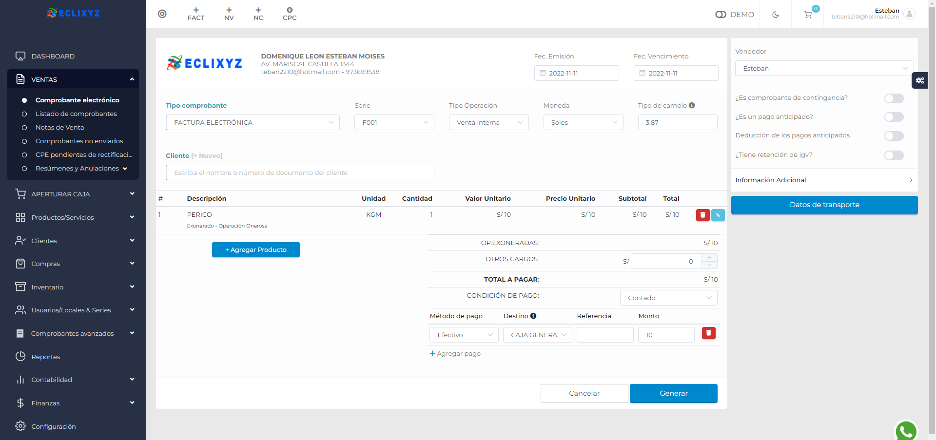 SISTEMA DE FACTURACION - ELECTRONICA WEB O LOCALHOST